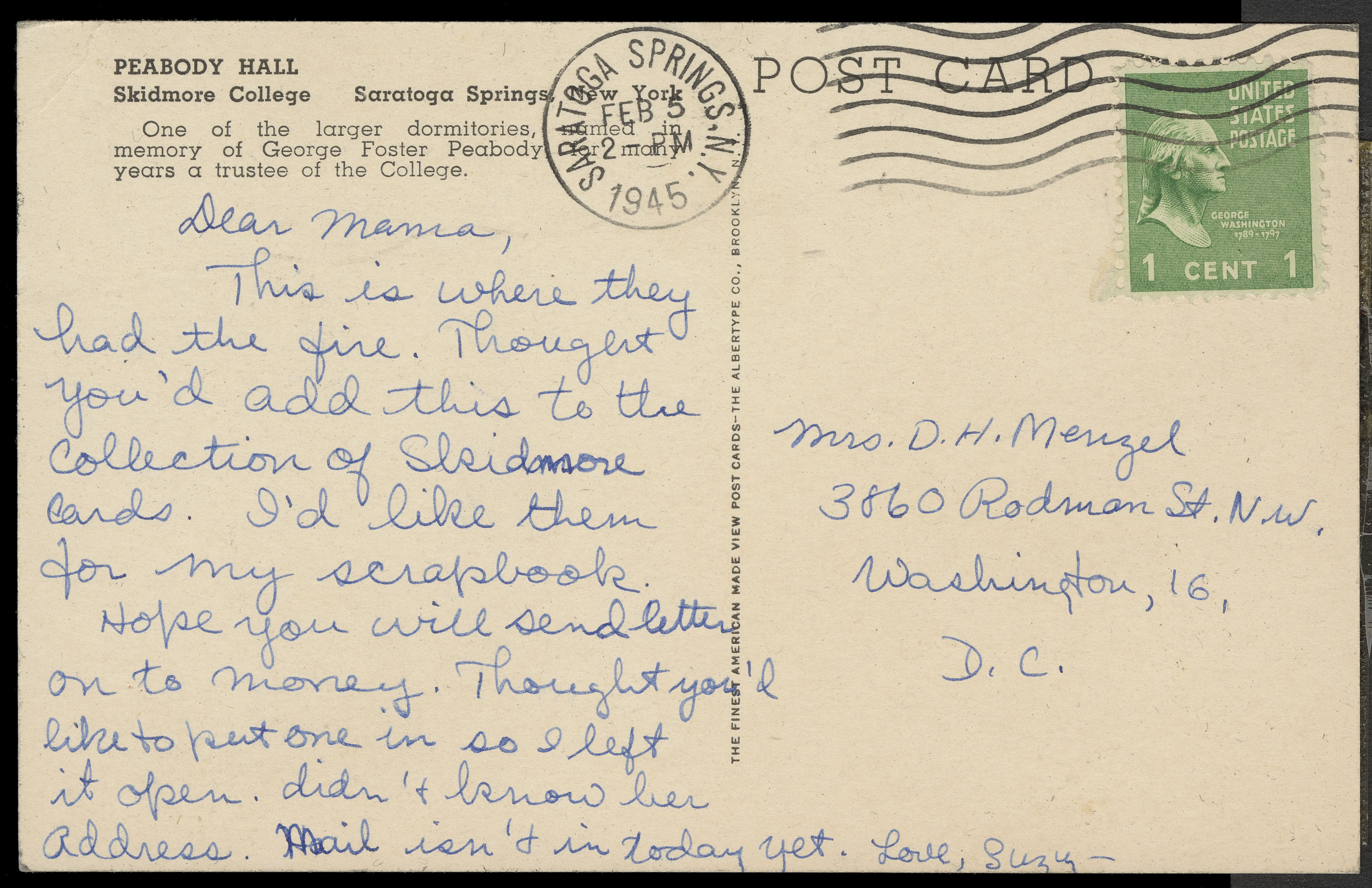 Suzanne Kay Menzel '48 - scrapbook, 1944-1950/later additions