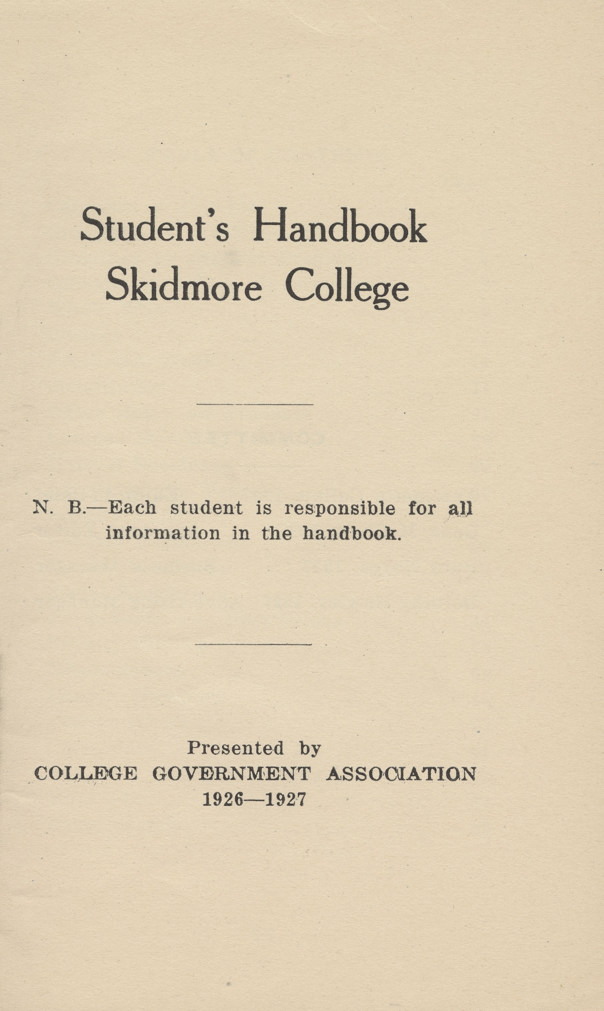 Students' Handbook, 1926-1927